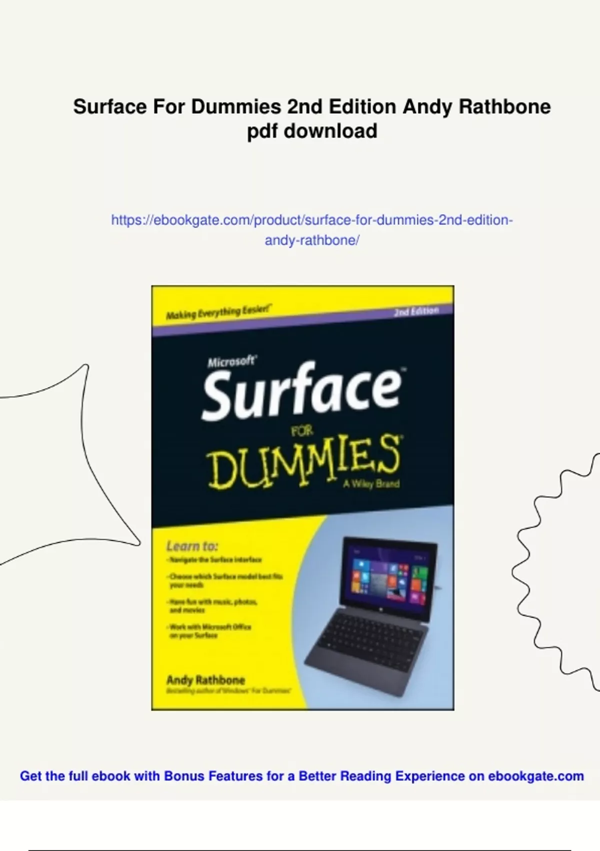 Summary Surface For Dummies 2nd Edition Andy Rathbone - Instant ...