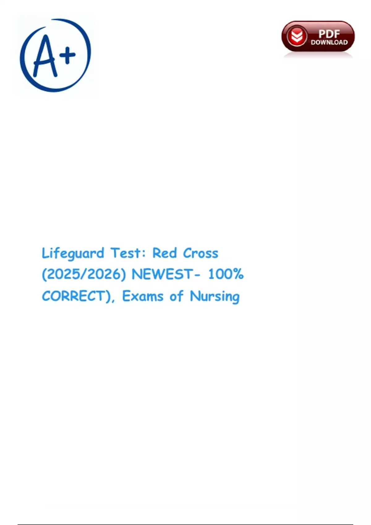 Lifeguard Test: Red Cross (2025/2026) NEWEST- 100% CORRECT), Exams of ...