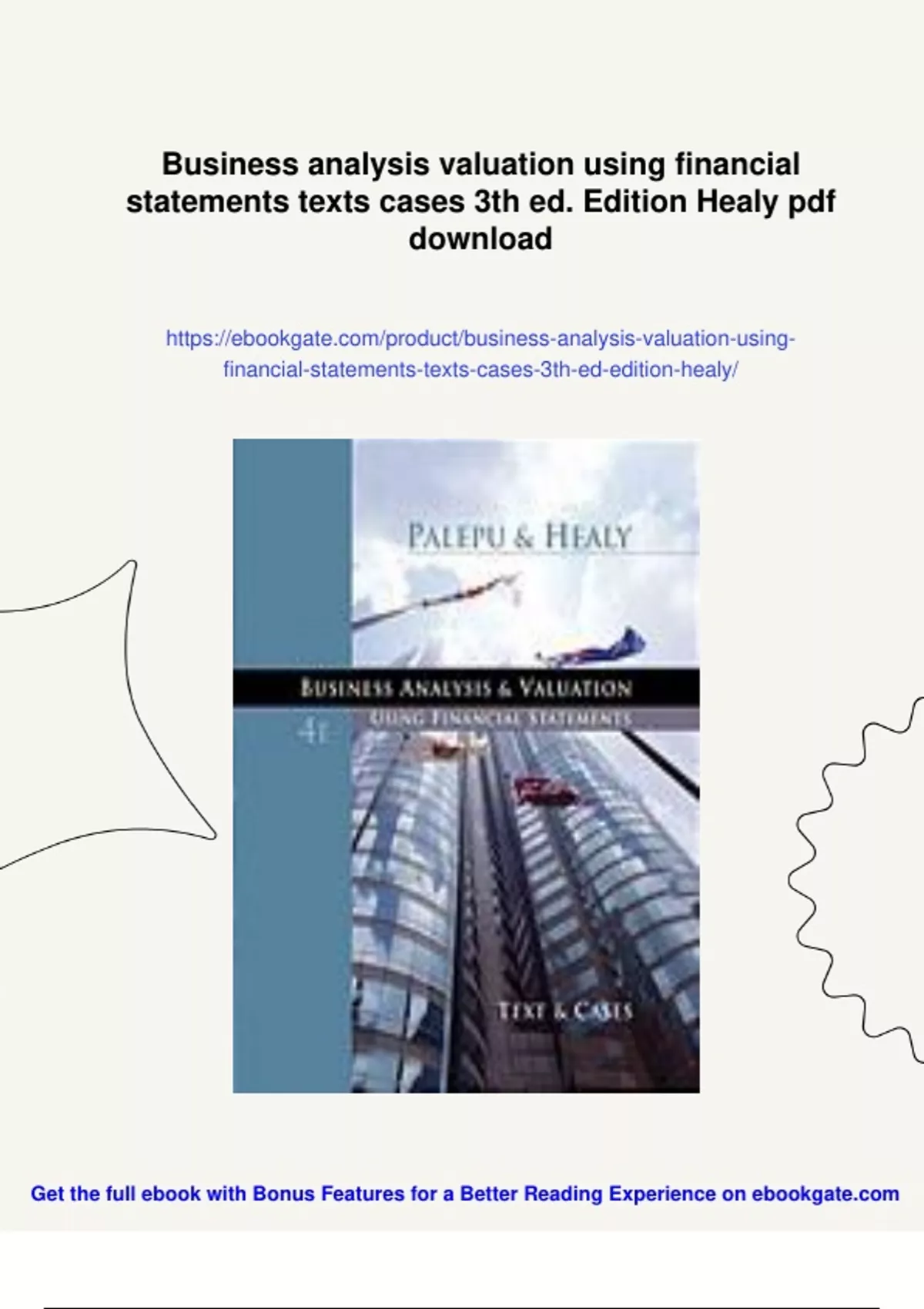 Summary Business analysis valuation using financial statements texts ...
