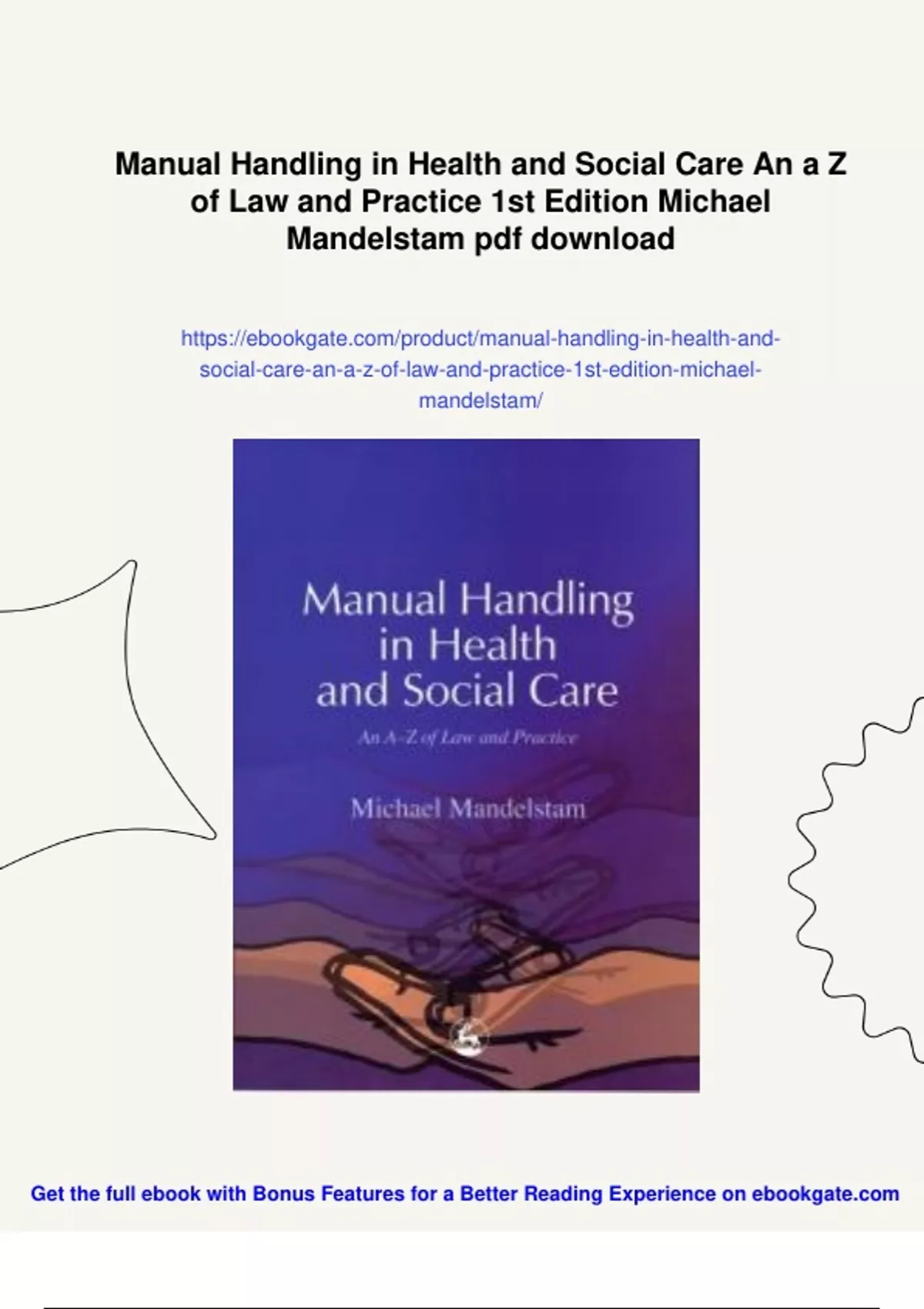 Summary Manual Handling in Health and Social Care An a Z of Law and ...