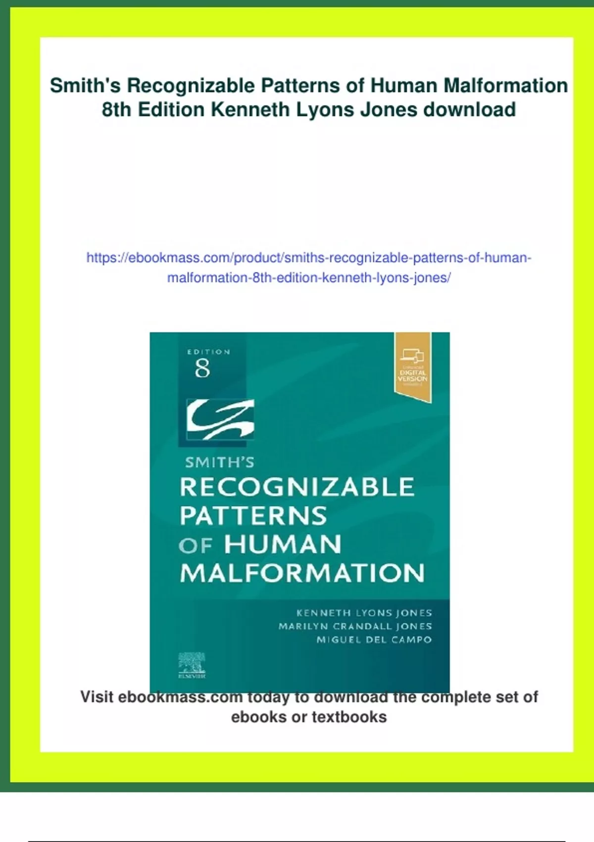 Summary Smith's Recognizable Patterns of Human Malformation 8th Edition ...