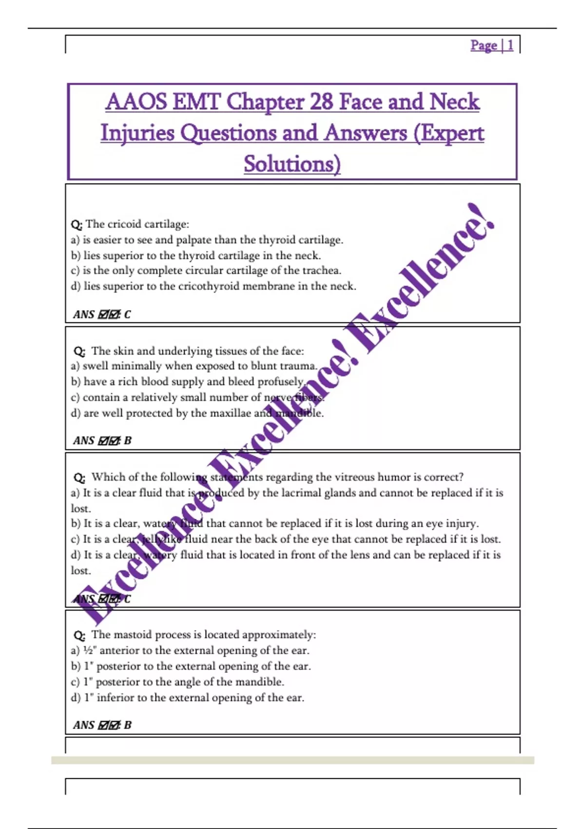 AAOS EMT Chapter 28 Face and Neck Injuries Questions and Answers ...