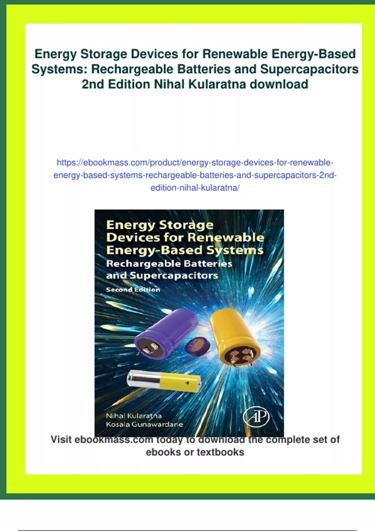 Summary Energy Storage Devices for Renewable Energy-Based Systems ...