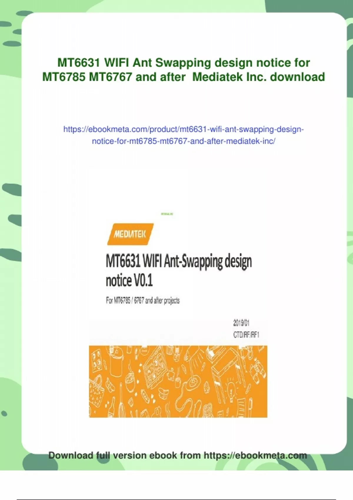 Summary MT6631 WIFI Ant Swapping design notice for MT6785 MT6767 and after Mediatek Inc ...