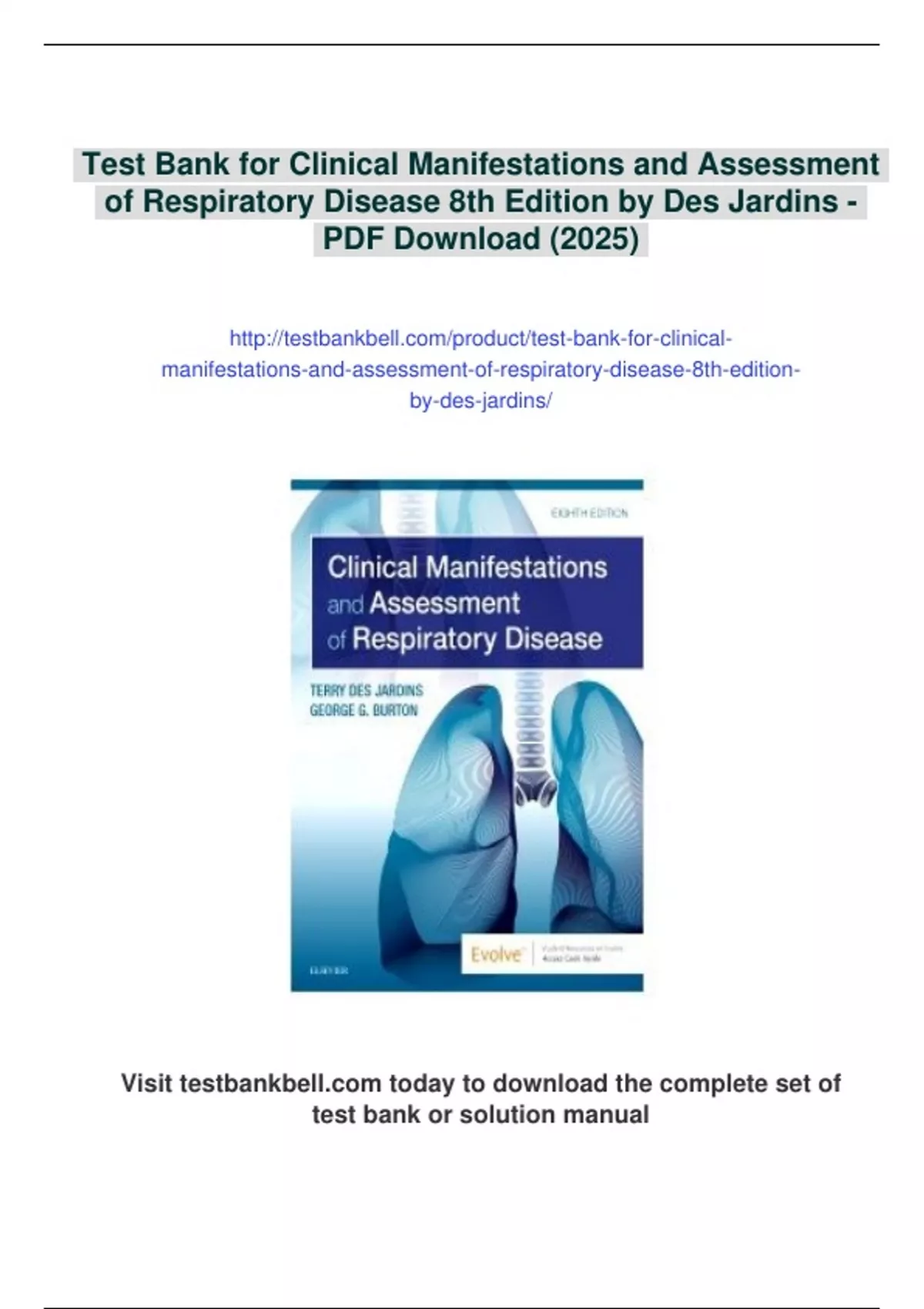 Summary Test Bank for Clinical Manifestations and Assessment of ...