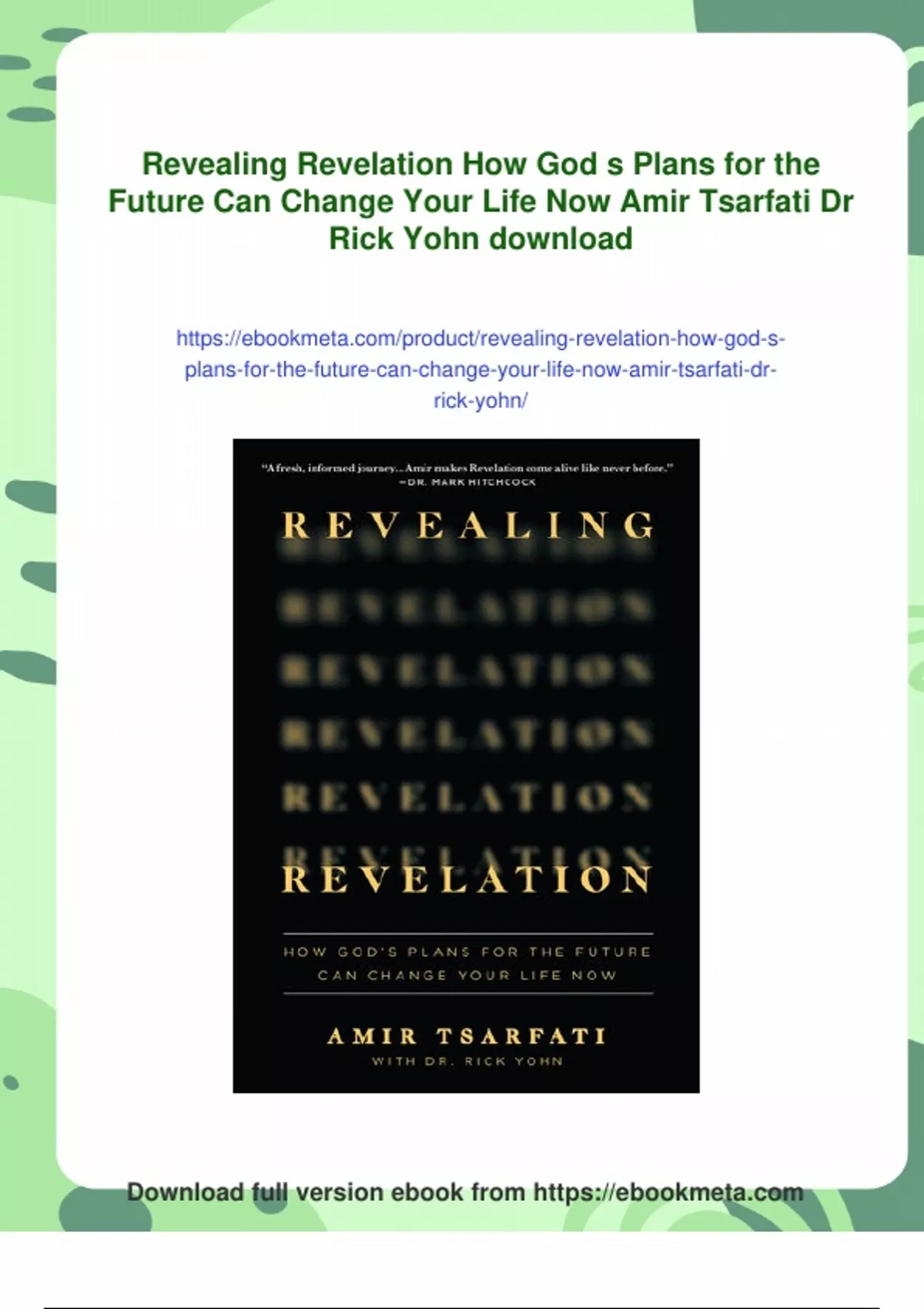 Summary Revealing Revelation How God s Plans for the Future Can Change ...