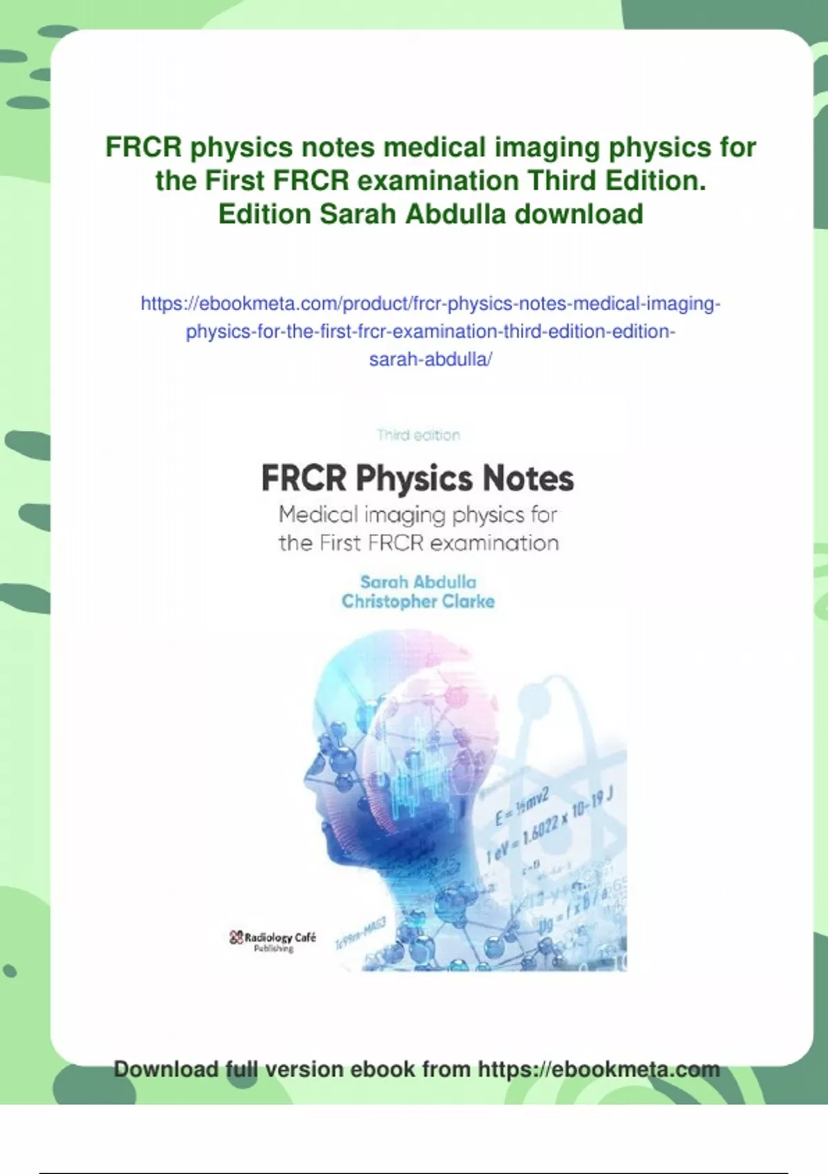 Summary FRCR physics notes medical imaging physics for the First FRCR ...