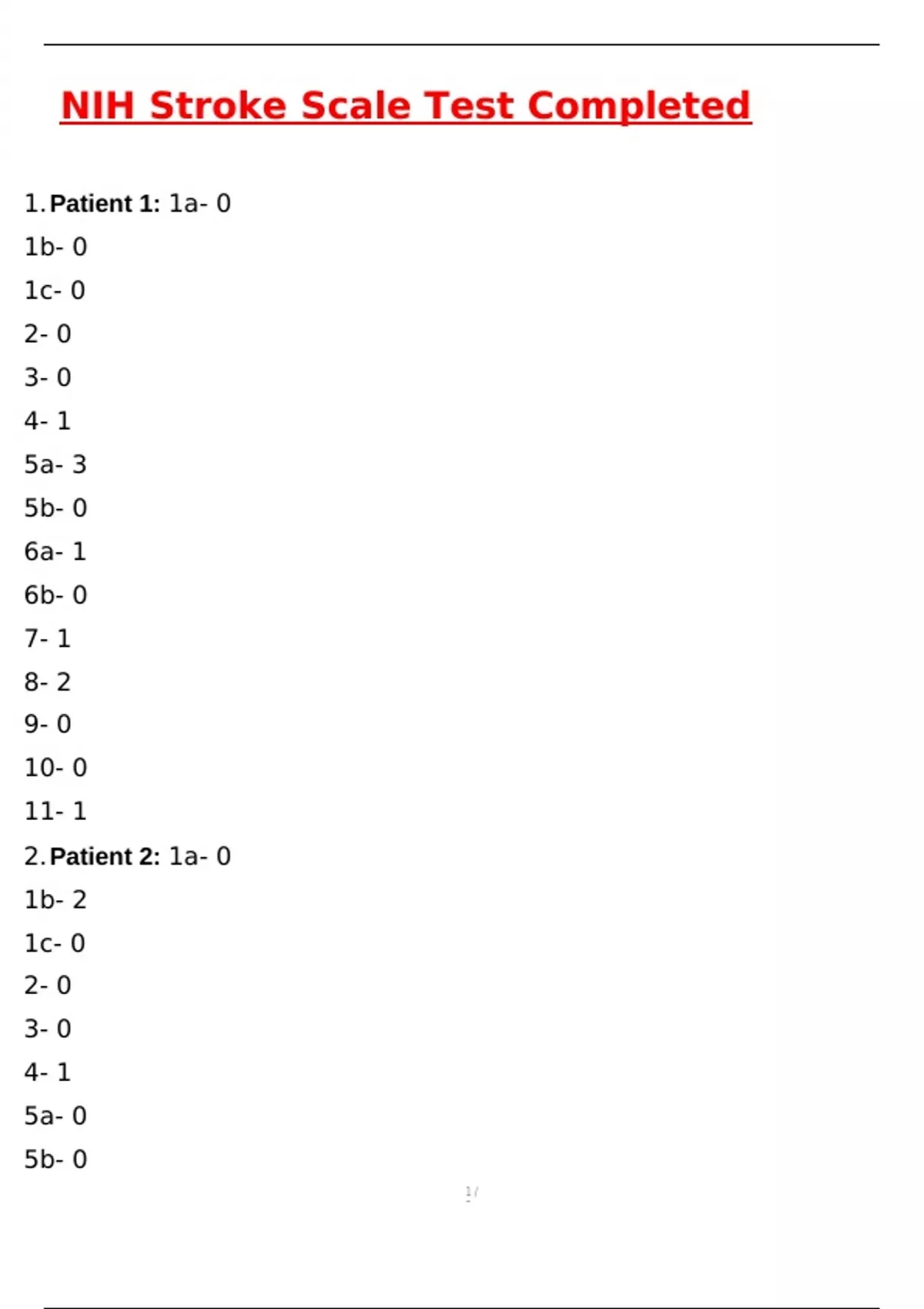 NIH Stroke Scale Test (Latest 2025 / 2026 Update) Questions & Correct ...