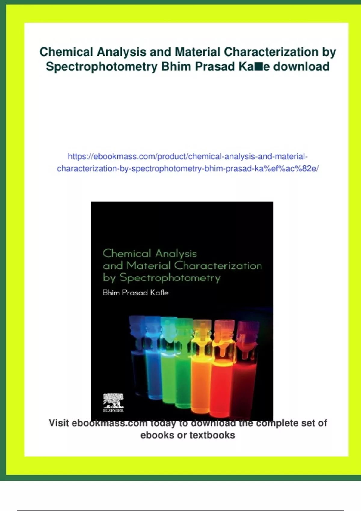 Summary Chemical Analysis and Material Characterization by ...