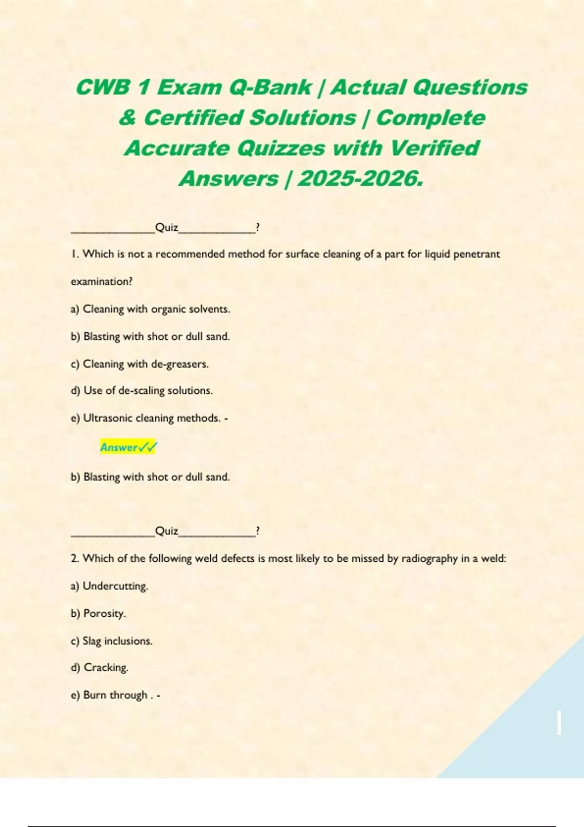CWB Exam Q-Bank BUNDLE | Actual Questions & Certified Solutions ...