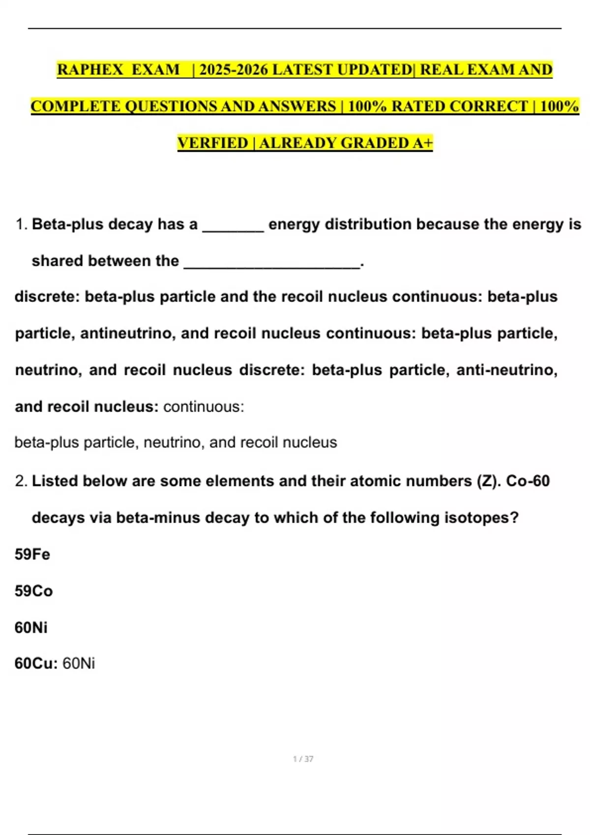 RAPHEX EXAM | LATEST UPDATED| REAL EXAM AND COMPLETE QUESTIONS AND ...