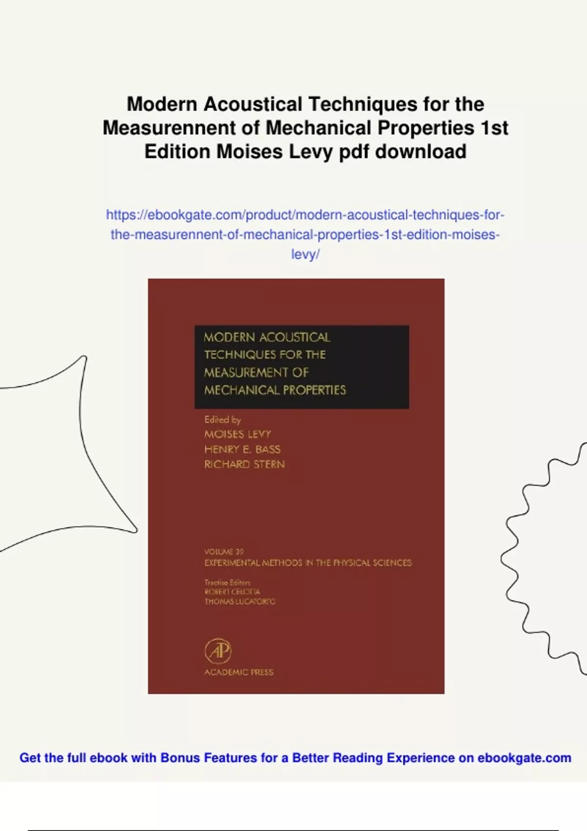 Summary Modern Acoustical Techniques for the Measurennent of Mechanical ...