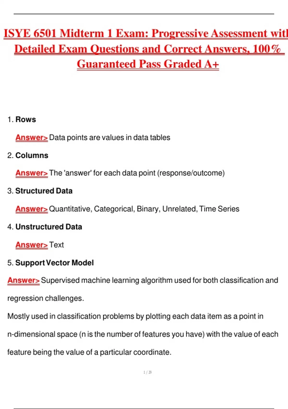 ISYE 6501 Midterm 1 Exam Questions and Answers|2025/2026 Update|100% Correct - ISYE 6501 - Stuvia US