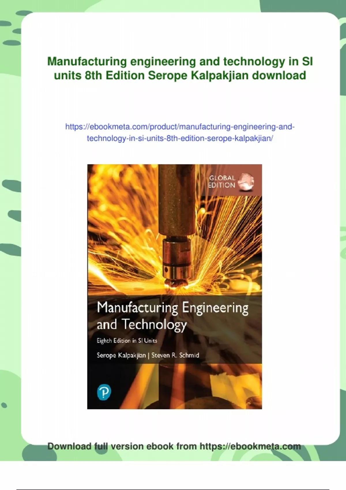 Summary Manufacturing engineering and technology in SI units 8th ...