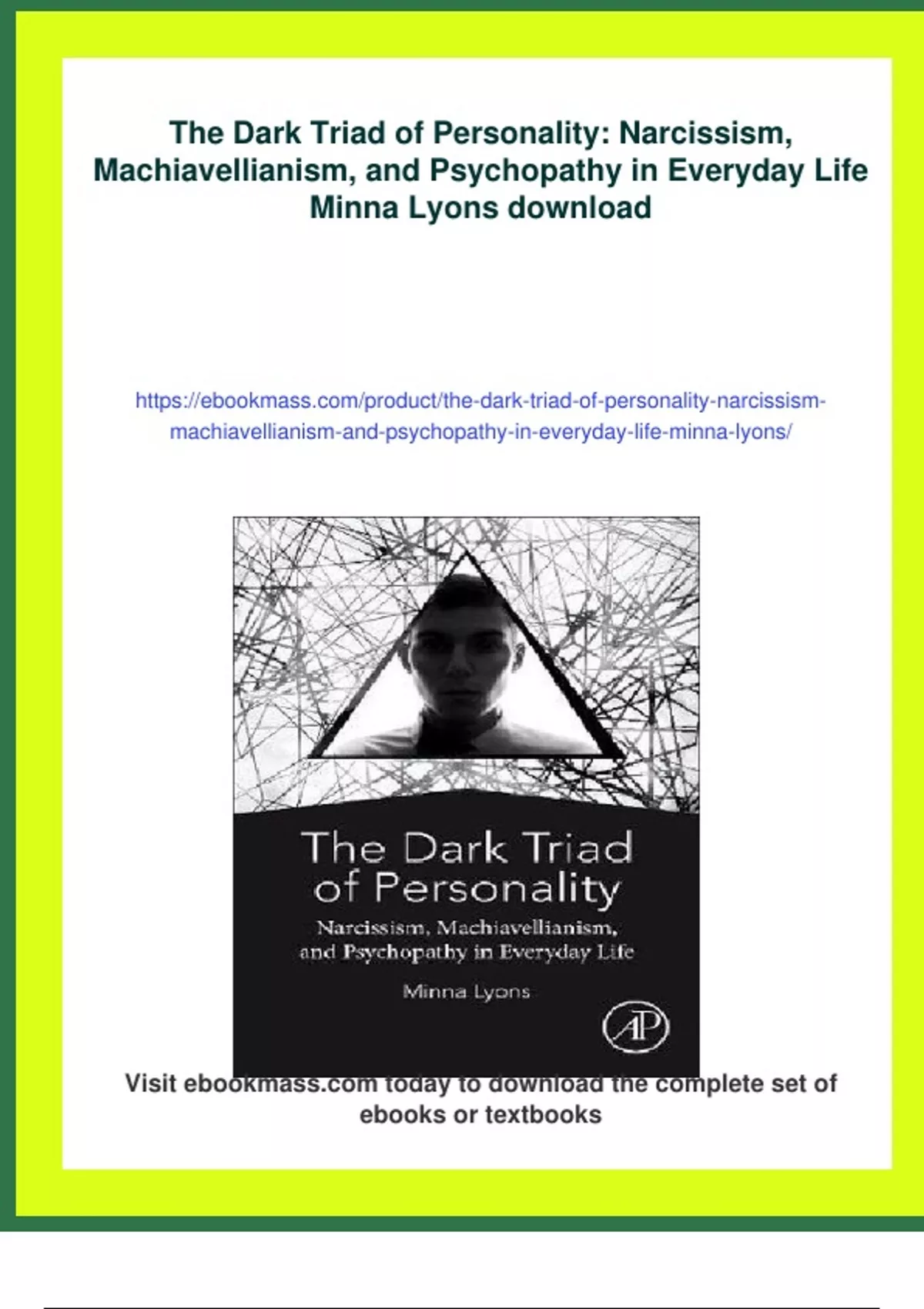 Summary The Dark Triad of Personality: Narcissism, Machiavellianism ...