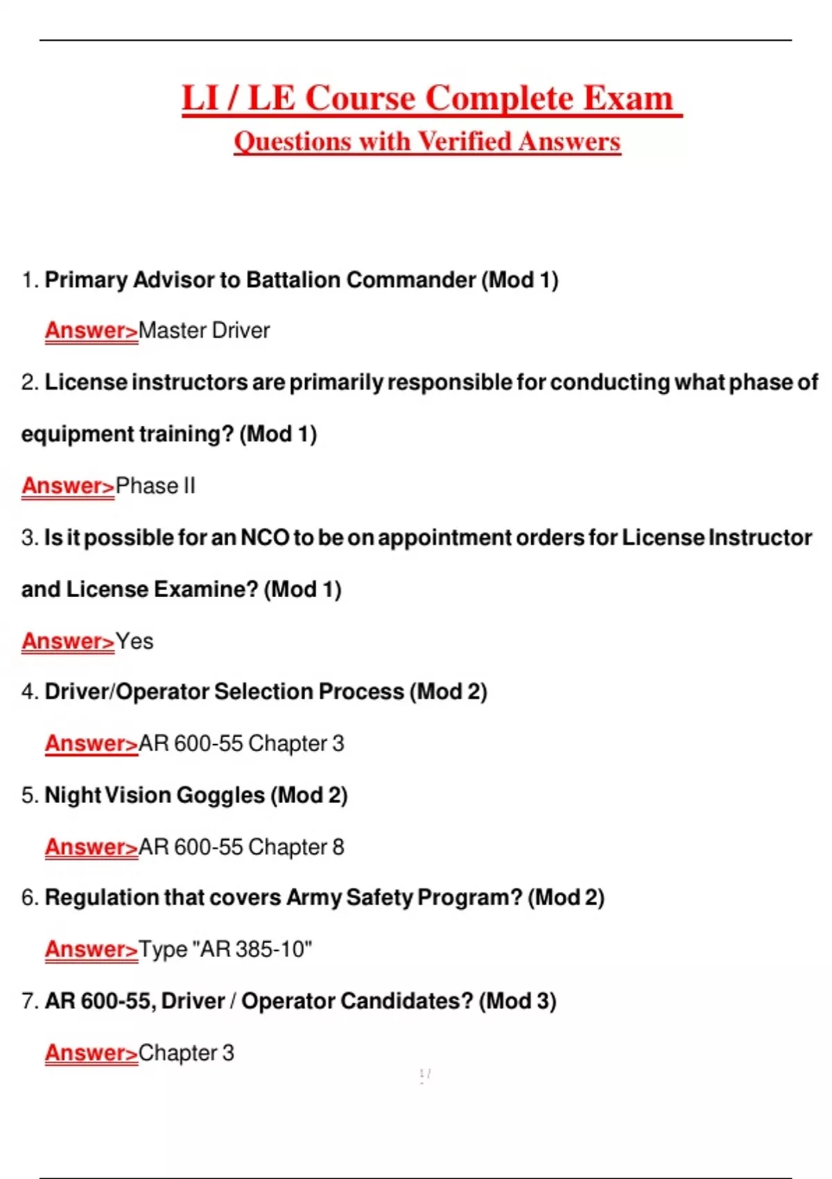 LI / LE Course – Primary Advisor to Battalion Commander | U.S. Army ...