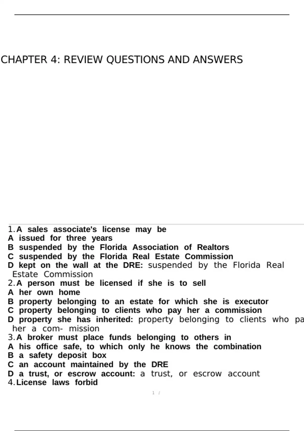 Chapter 4 Review Questions and answers - FREC 4 - Stuvia US