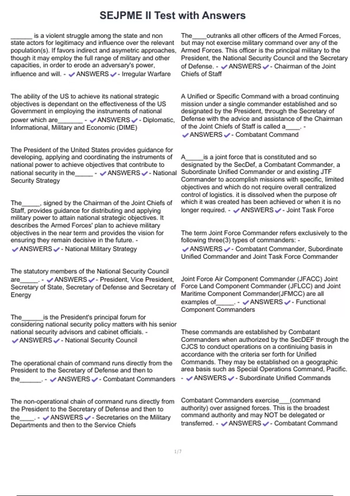 SEJPME II Test with Answers - SEJPME II - Stuvia US