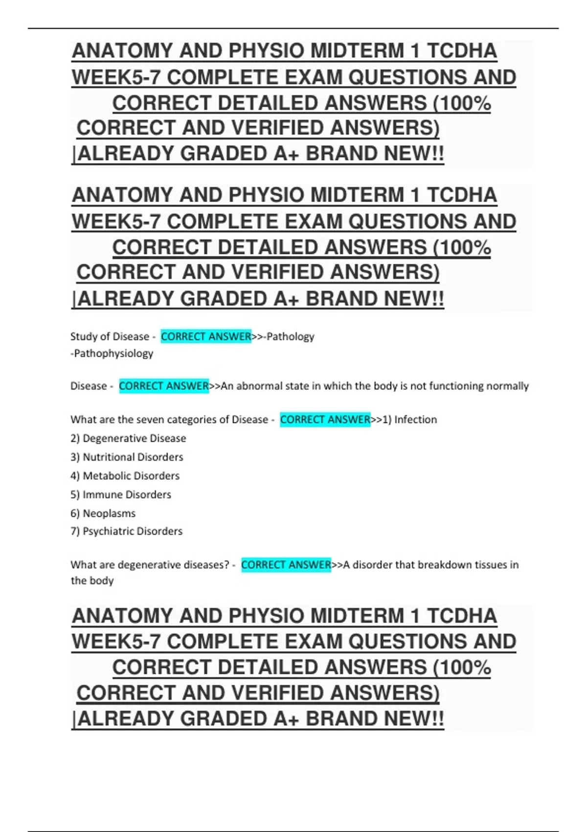 ANATOMY AND PHYSIO MIDTERM 1 TCDHA WEEK5-7 COMPLETE EXAM QUESTIONS AND ...