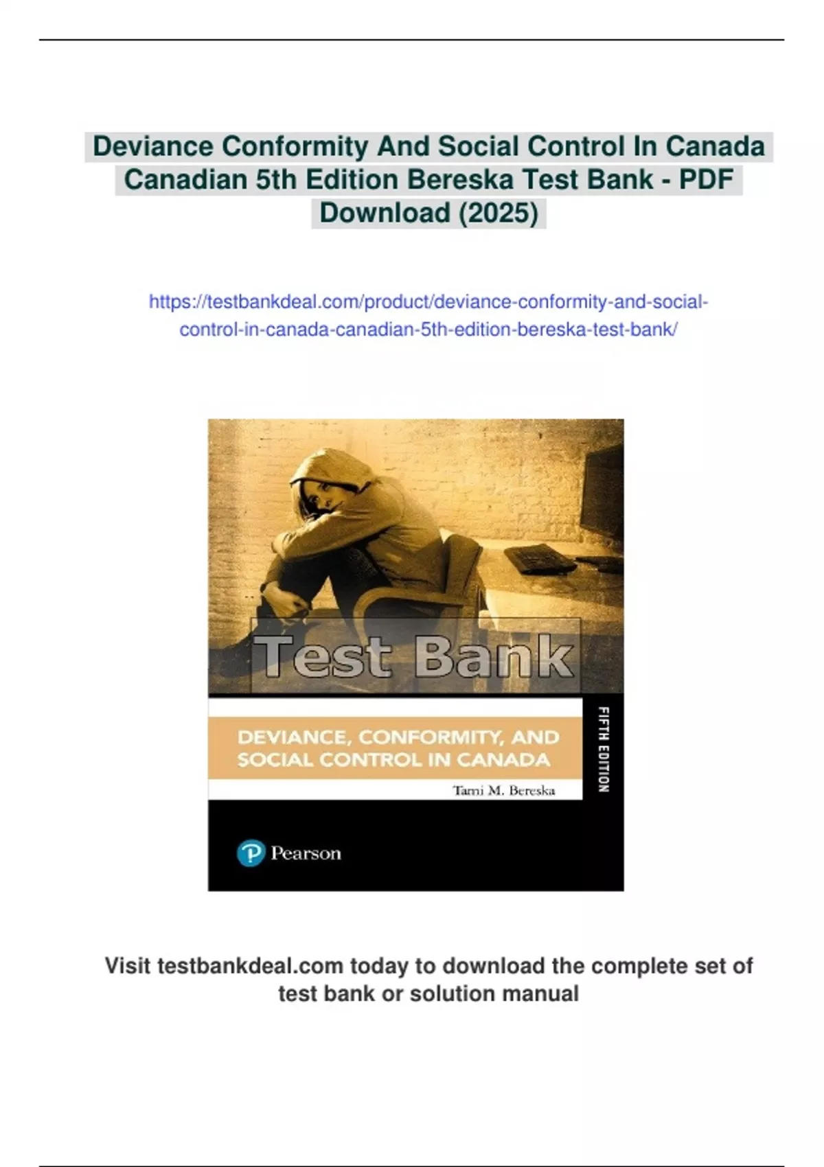 Summary Deviance Conformity And Social Control In Canada Canadian 5th ...