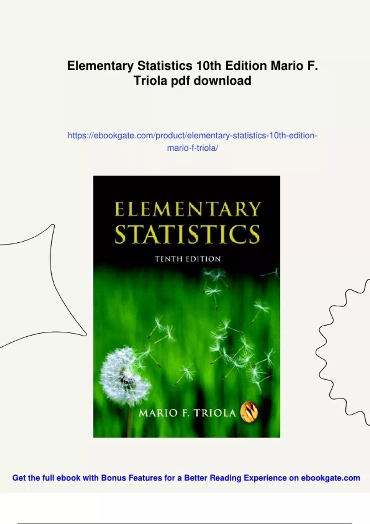 Summary Elementary Statistics 10th Edition Mario F. Triola - Digital ...