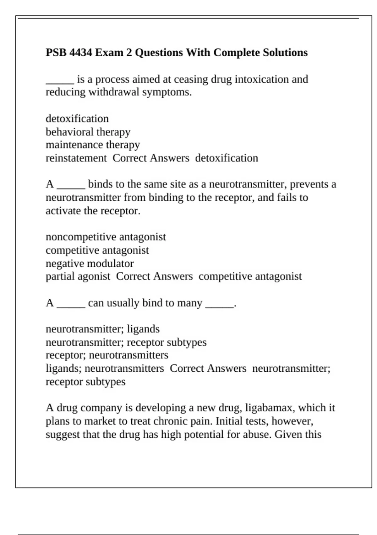 PSB 4434 Exam 2 Questions With Complete Solutions - PSB 4434 - Stuvia US