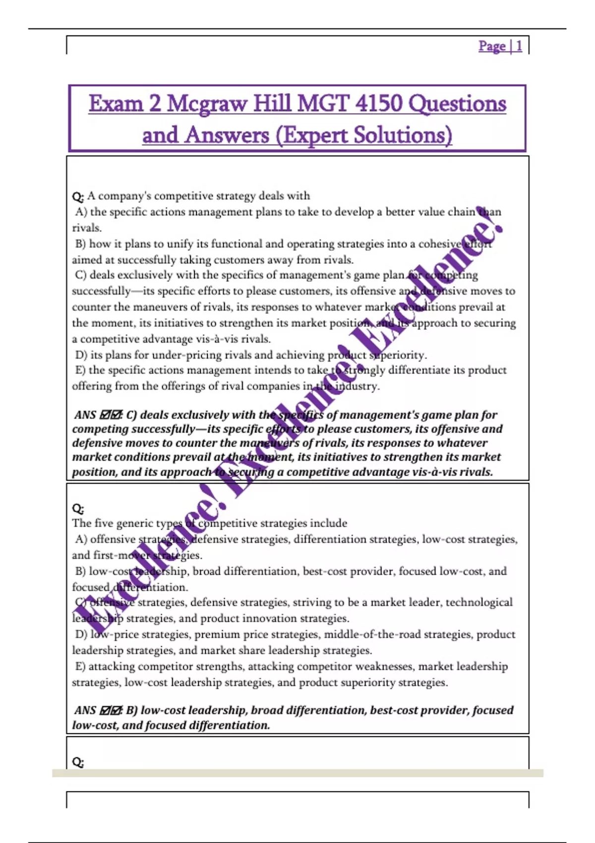 Exam 2 Mcgraw Hill MGT 4150 Questions and Answers (Expert Solutions ...