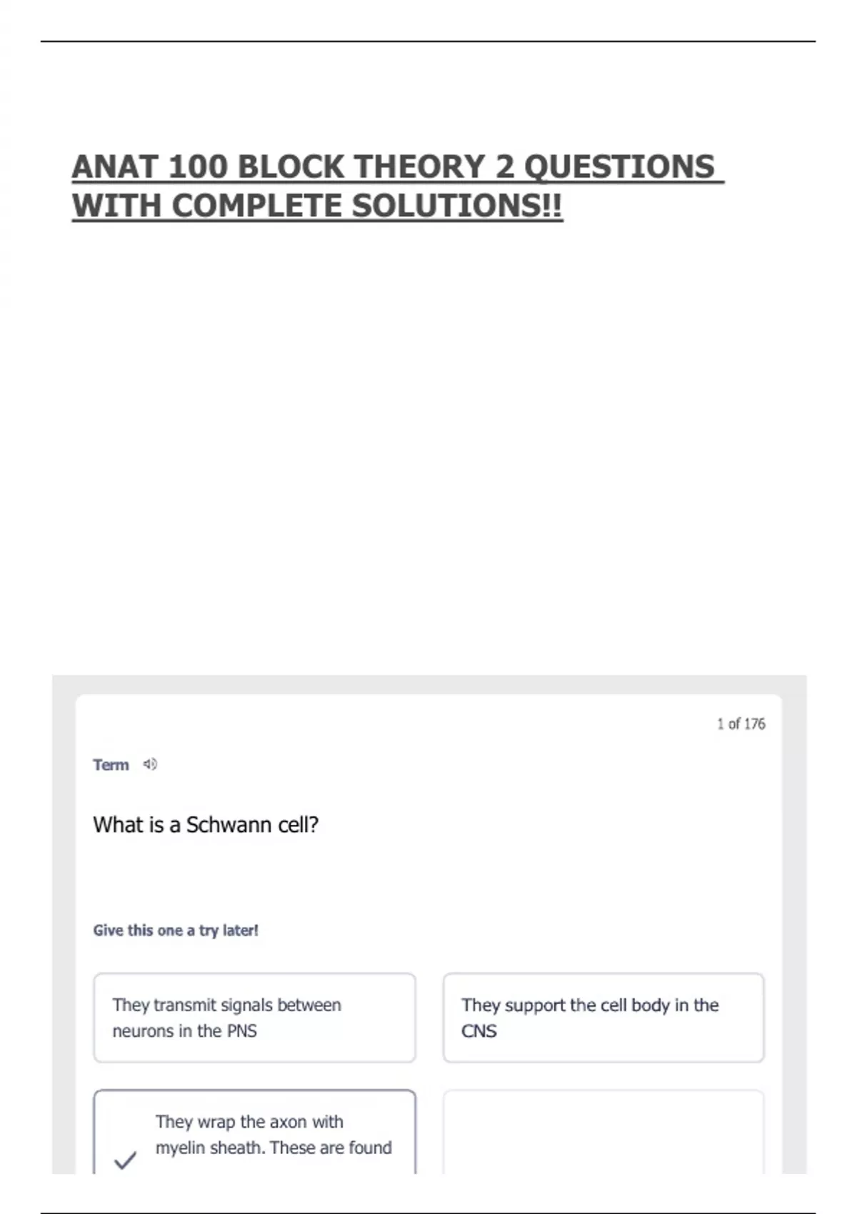ANAT 100 BLOCK THEORY 2 QUESTIONS WITH COMPLETE SOLUTIONS!! - ANAT 100 ...