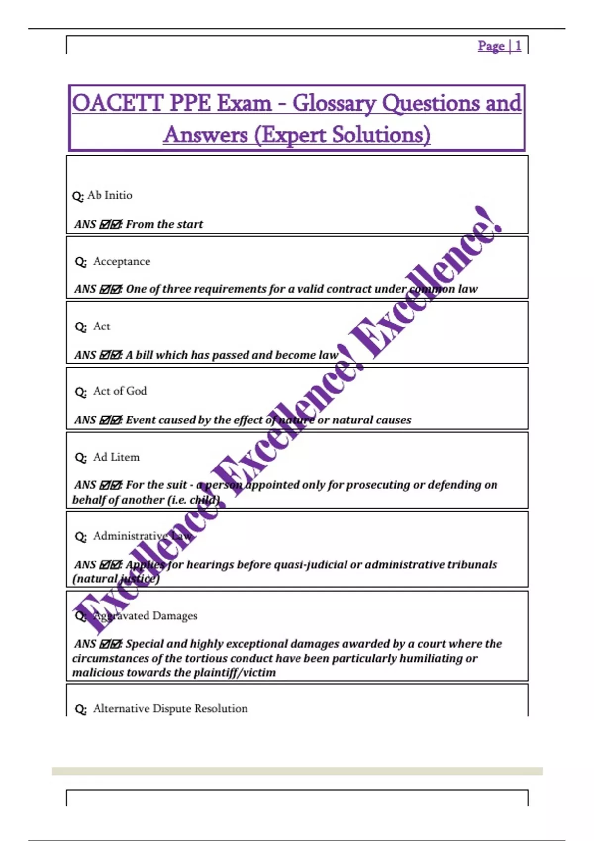 OACETT PPE Exam - Glossary Questions and Answers (Expert Solutions ...