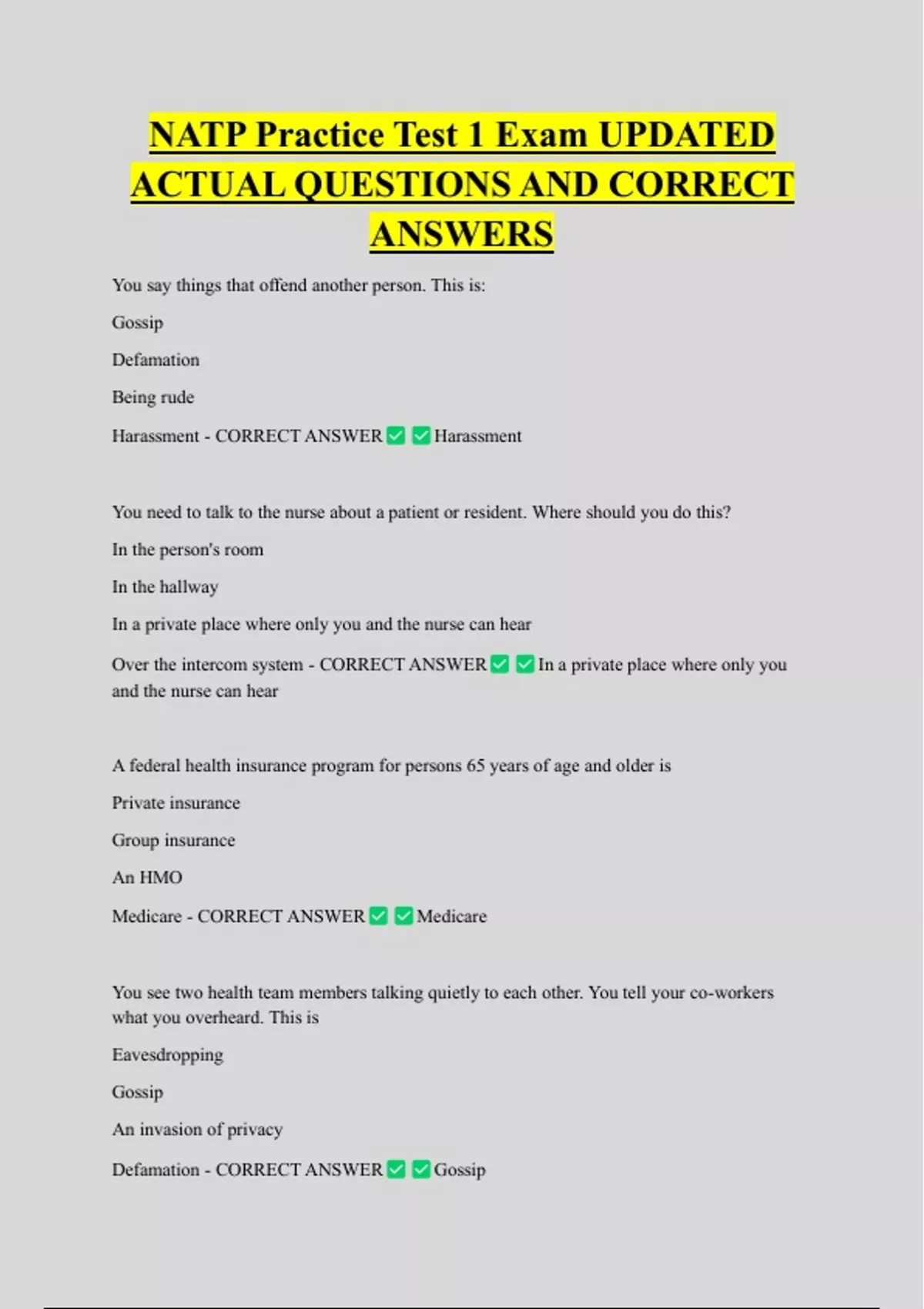 NATP Practice Test 1 Exam UPDATED ACTUAL QUESTIONS AND CORRECT ANSWERS ...