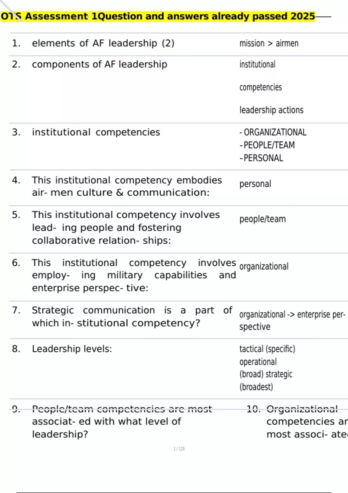 OTS Assessment 1Question and answers already passed 2025 - OTS ...