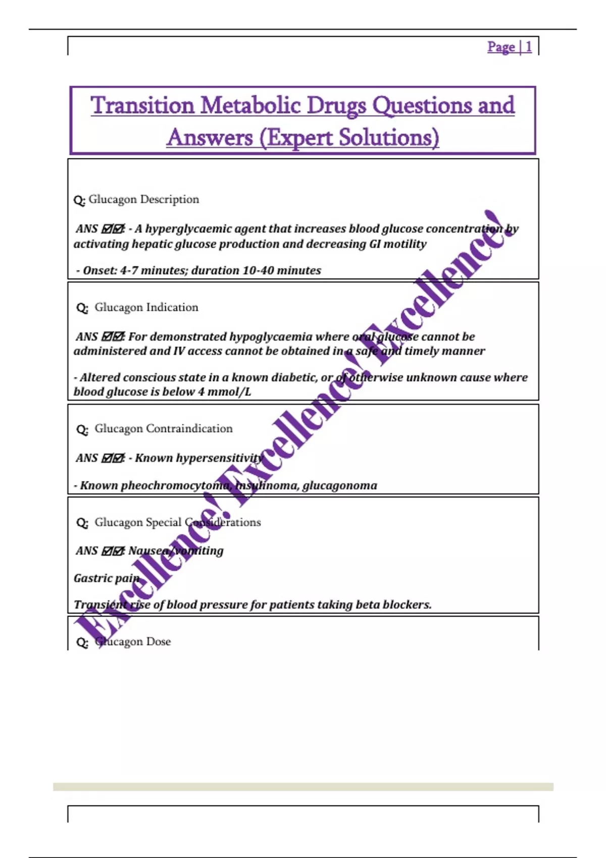 Transition Metabolic Drugs Questions and Answers (Expert Solutions ...