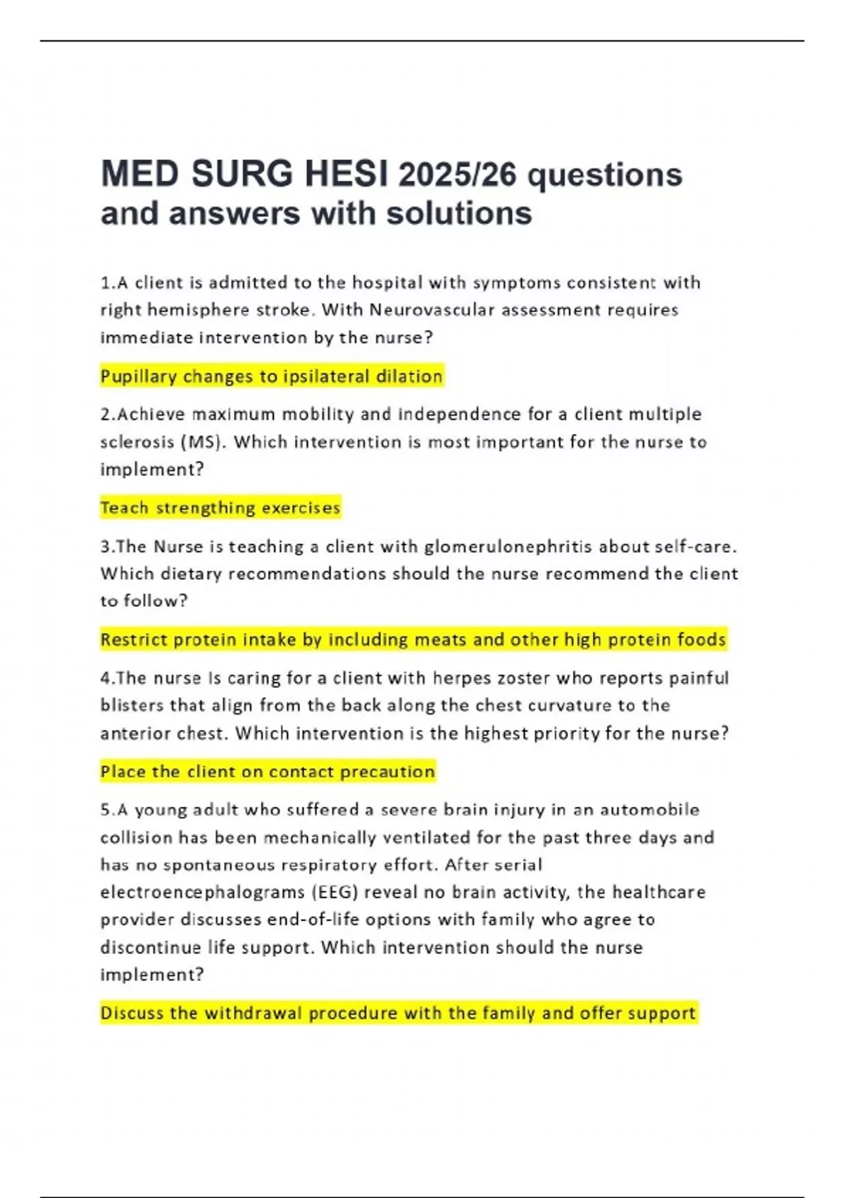 MED SURG HESI 2025/26 questions and answers with solutions - EVOLVE ...