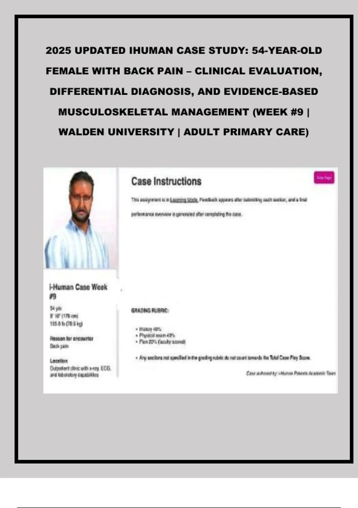 2025 UPDATED IHUMAN CASE STUDY: 54-YEAR-OLD FEMALE WITH BACK PAIN ...