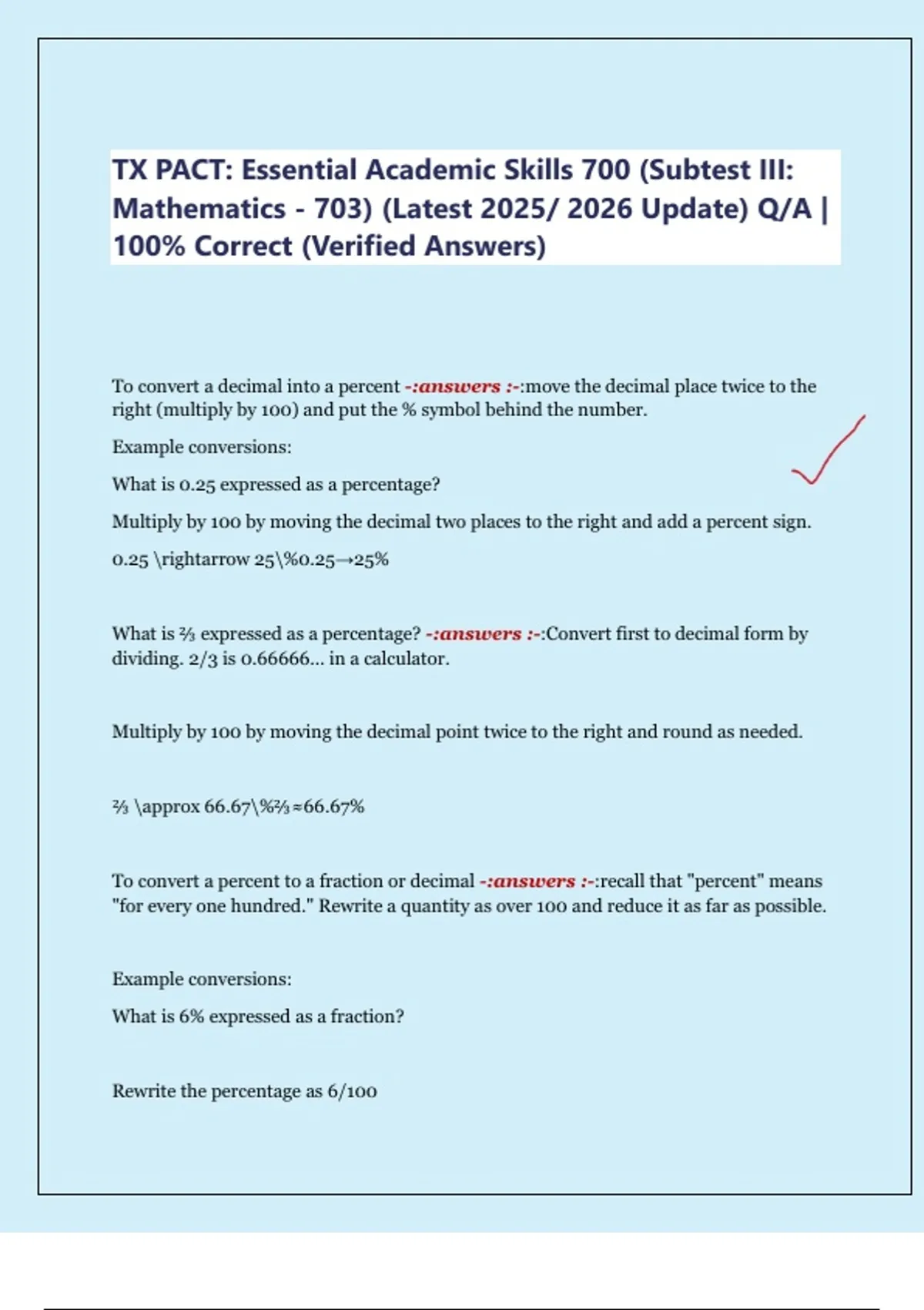 TX PACT: Essential Academic Skills 700 (Subtest III: Mathematics - 703 ...