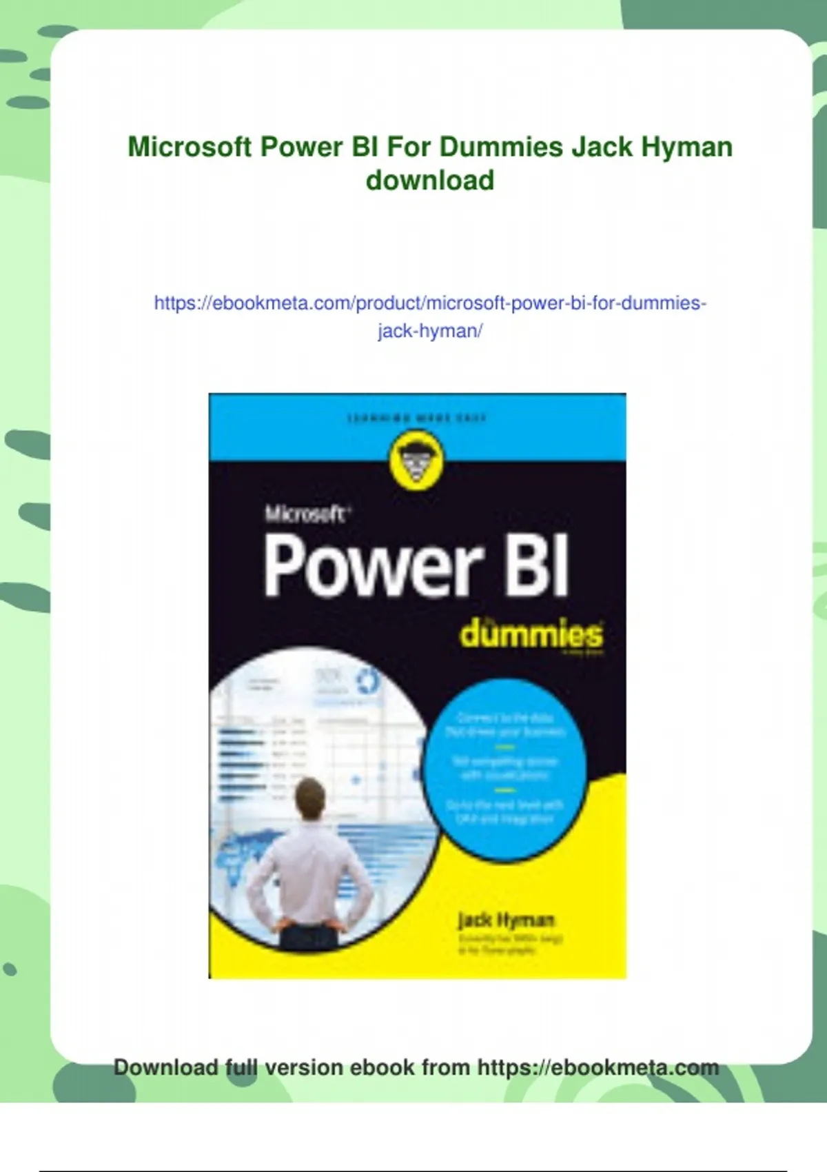 Summary Microsoft Power BI For Dummies Jack Hyman - Instant Download ...