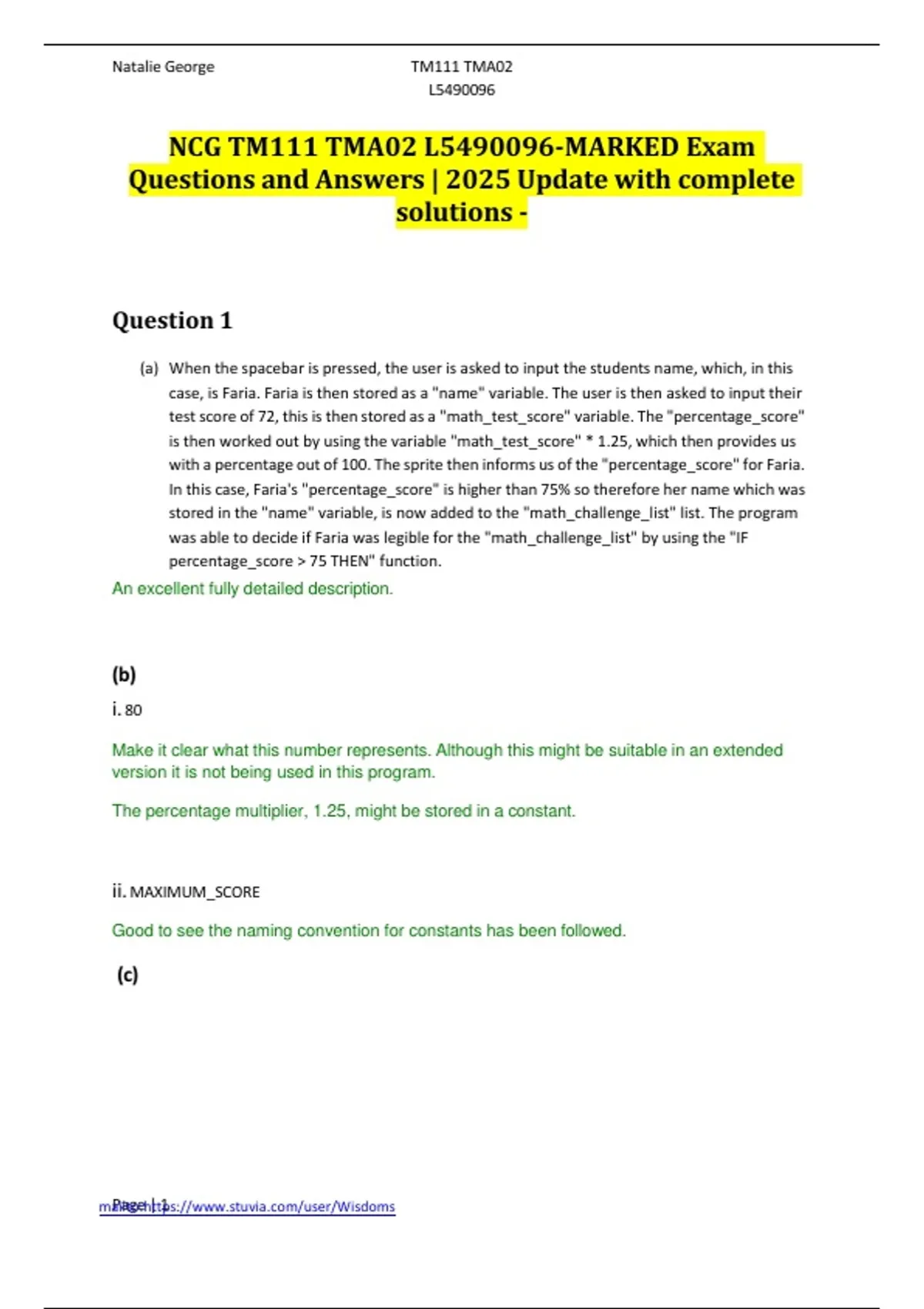 NCG TM111 TMA02 L5490096-MARKED Exam Questions and Answers | 2025 ...