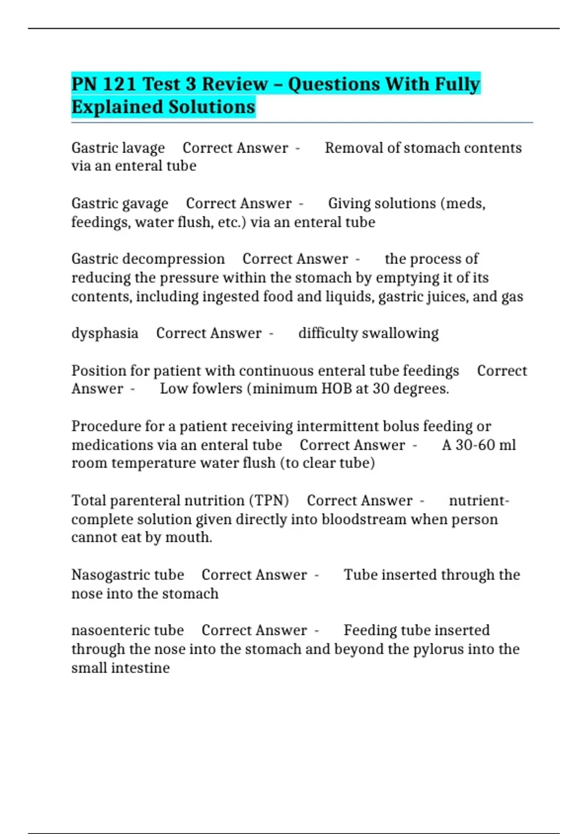 PN 121 Test 3 Review – Questions With Fully Explained Solutions - PN ...