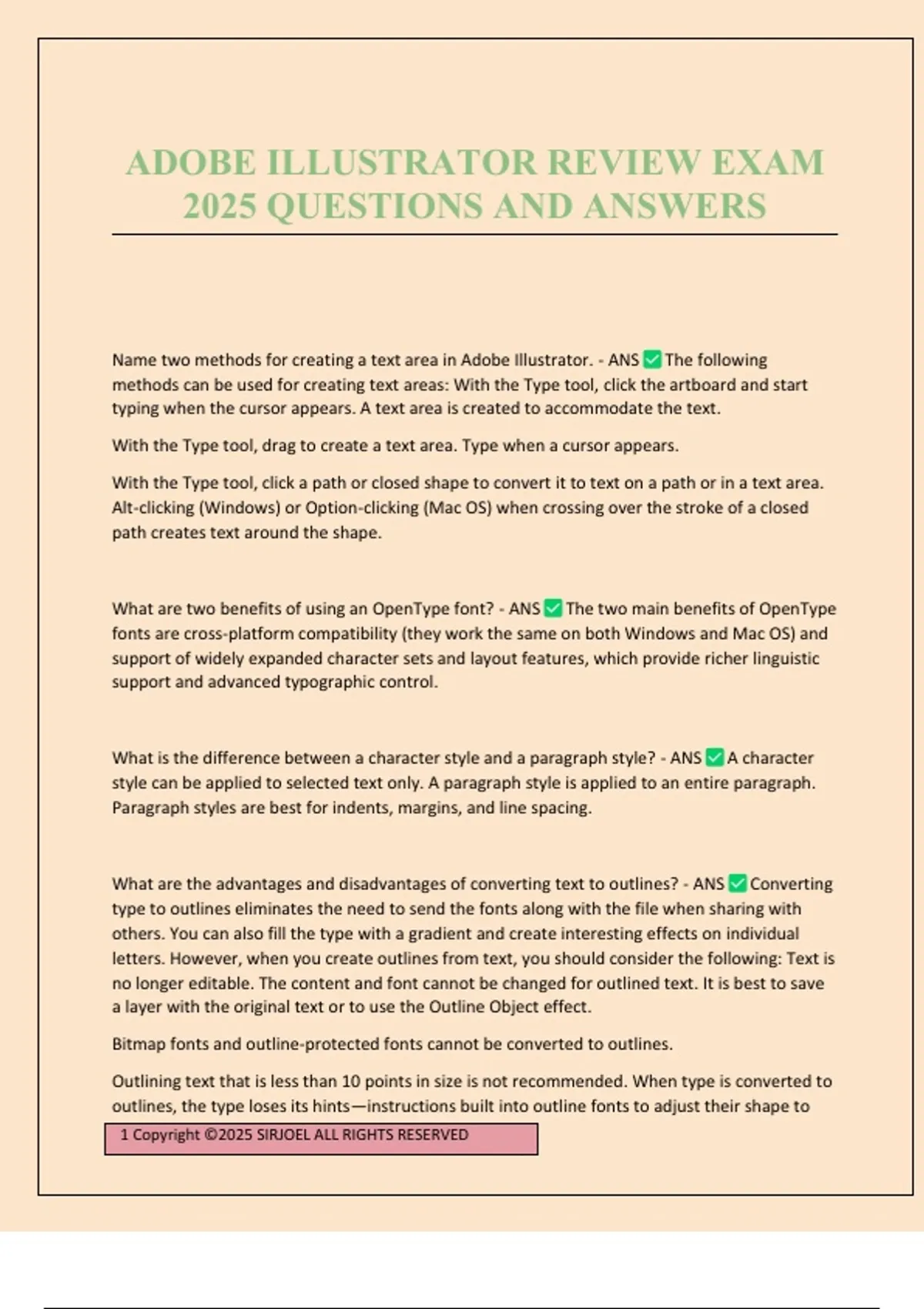 ADOBE ILLUSTRATOR REVIEW EXAM 2025 QUESTIONS AND ANSWERS - ADOBE ...