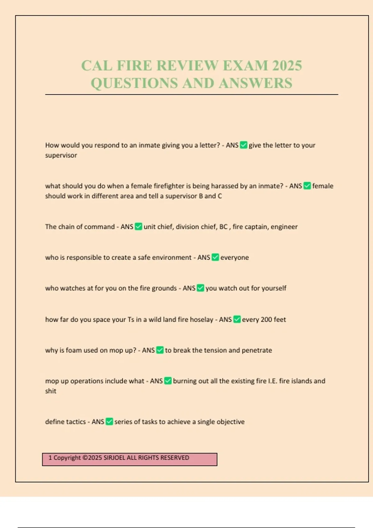 CAL FIRE REVIEW EXAM 2025 QUESTIONS AND ANSWERS - CAL FIRE - Stuvia US