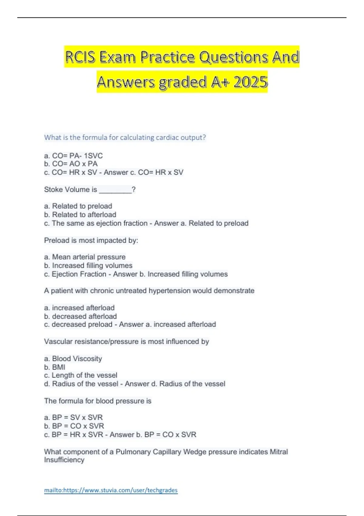 RCIS Exam Practice Questions And Answers graded A+ 2025 - RCIS - Stuvia US