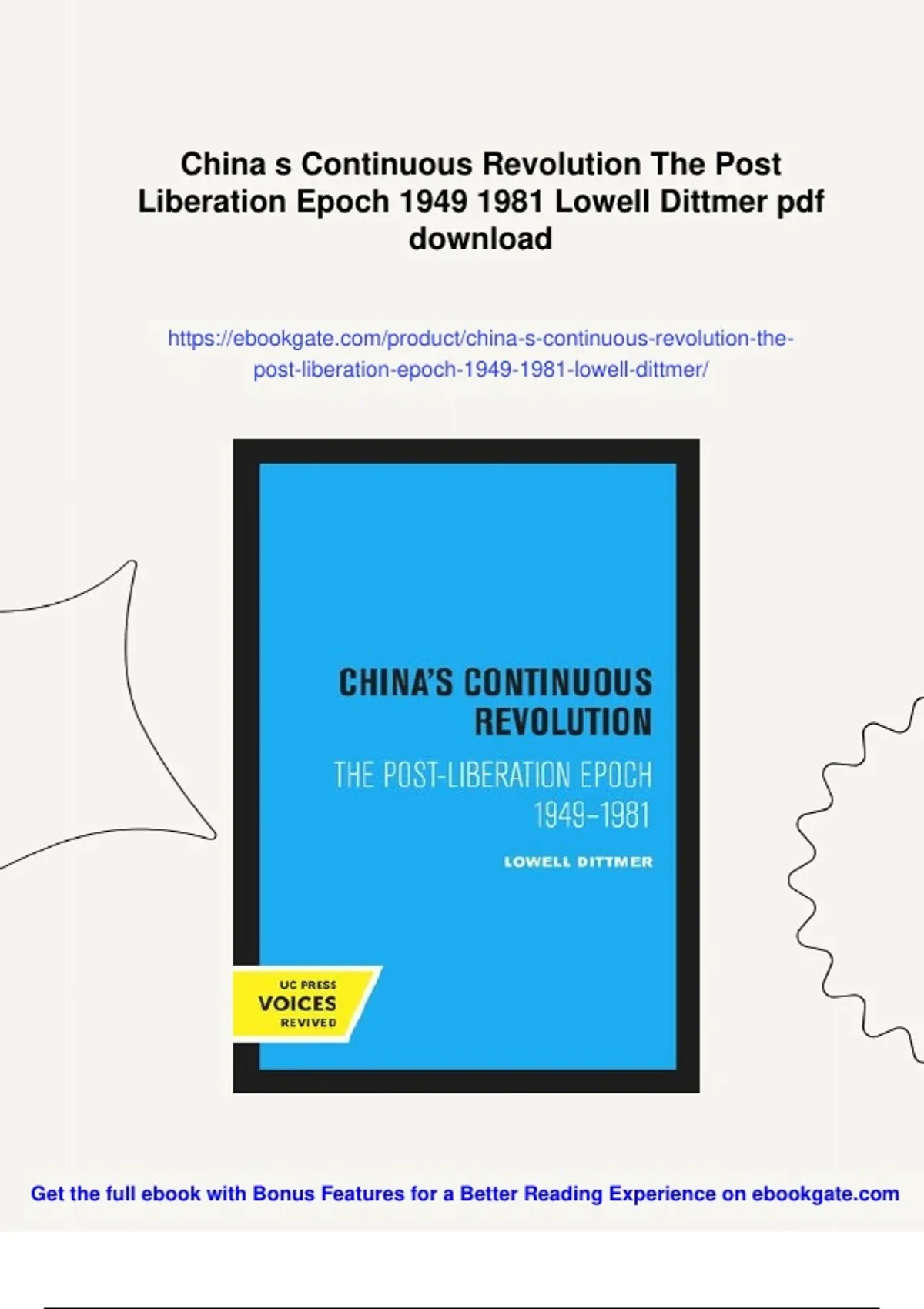 Summary China s Continuous Revolution The Post Liberation Epoch Lowell ...