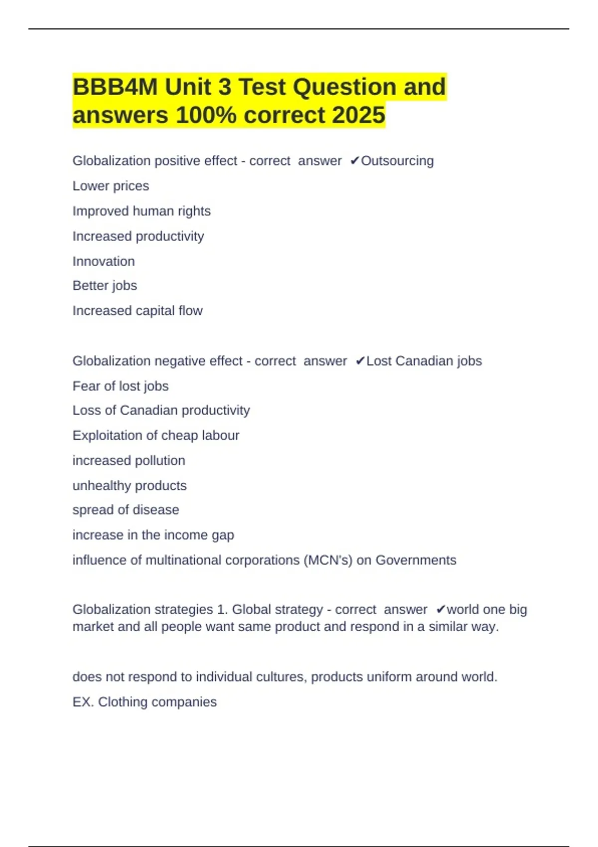 BBB4M Unit 3 Test Question and answers 100% correct 2025 - BBB4M Unit 3 ...