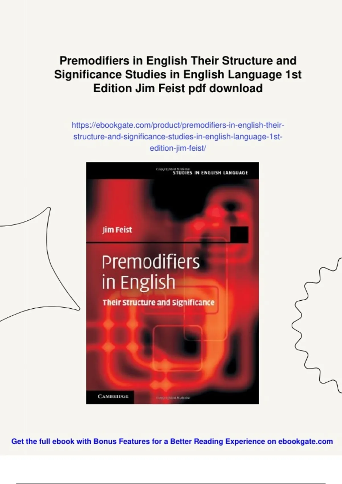 Summary Premodifiers in English Their Structure and Significance ...