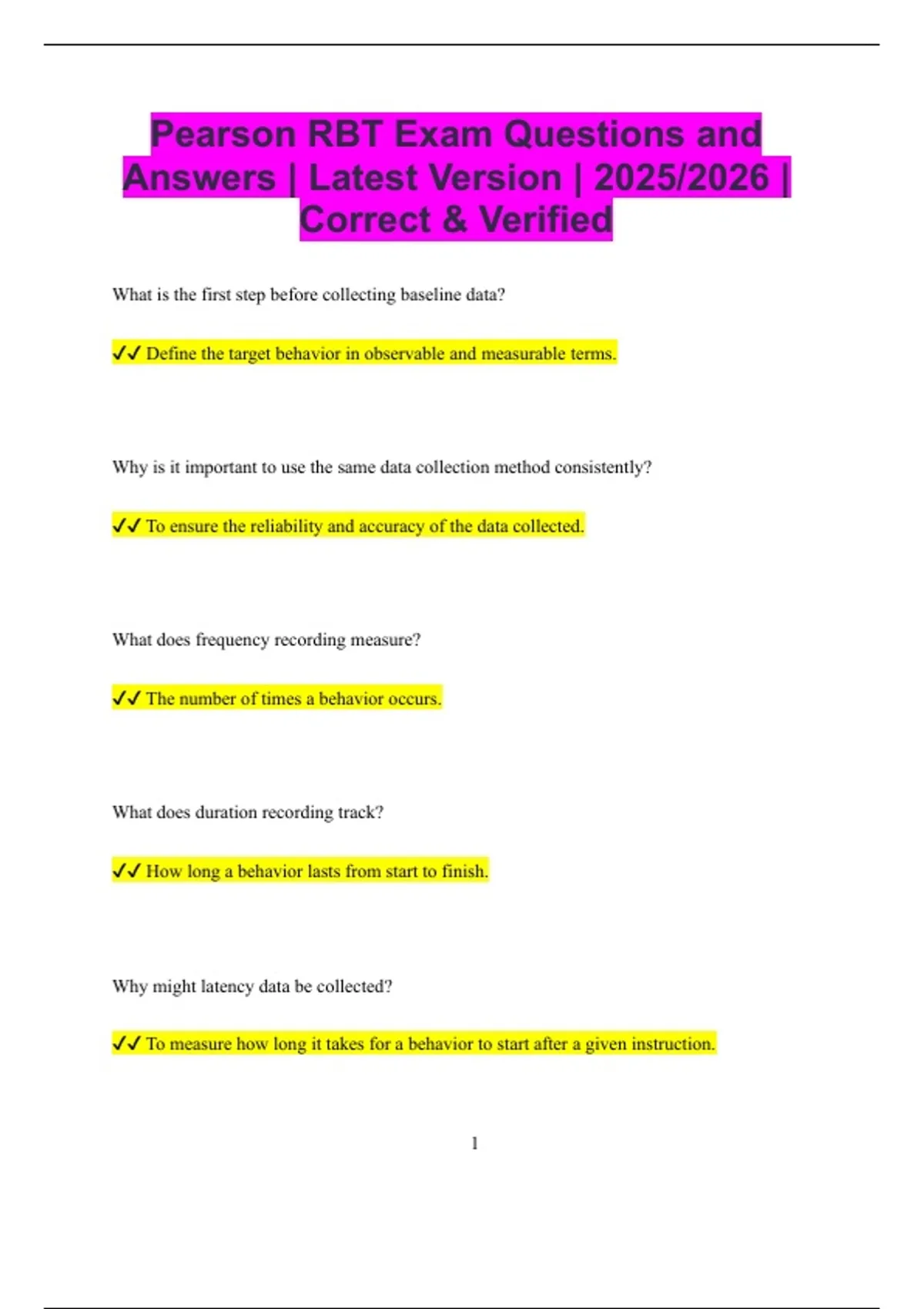 Pearson RBT Exam Questions and Answers | Latest Version | 2025/2026 ...