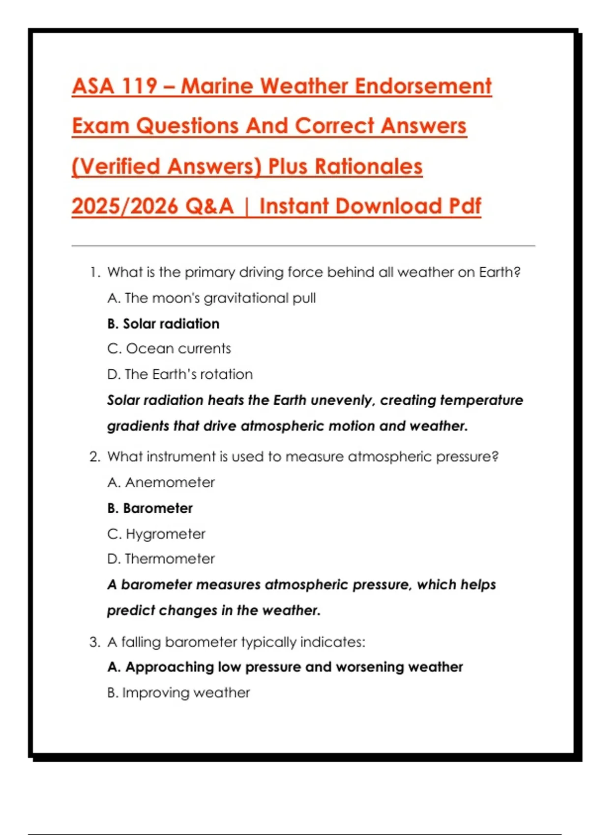 ASA 119 – Marine Weather Endorsement Exam Questions And Correct Answers ...