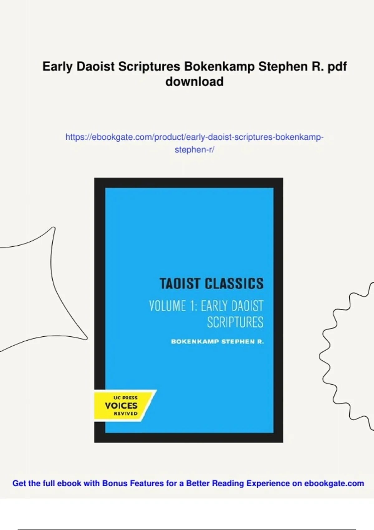 Summary Early Daoist Scriptures Bokenkamp Stephen R. - Instant Download ...
