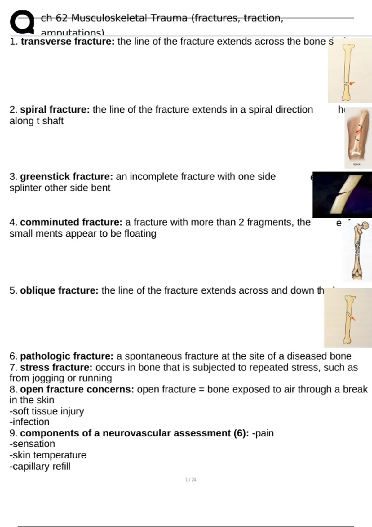 ch 62 Musculoskeletal Trauma (fractures, traction, amputations). - CNA ...