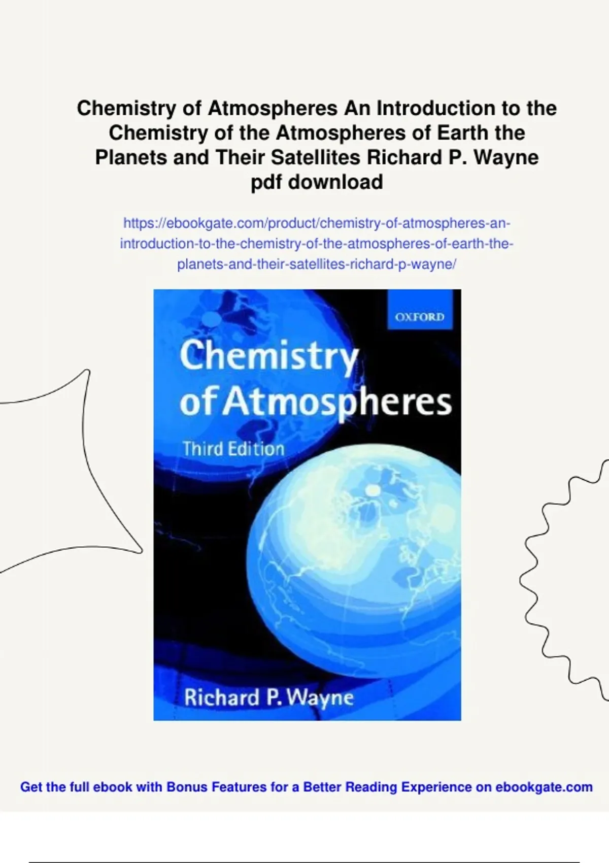 Summary Chemistry of Atmospheres An Introduction to the Chemistry of ...