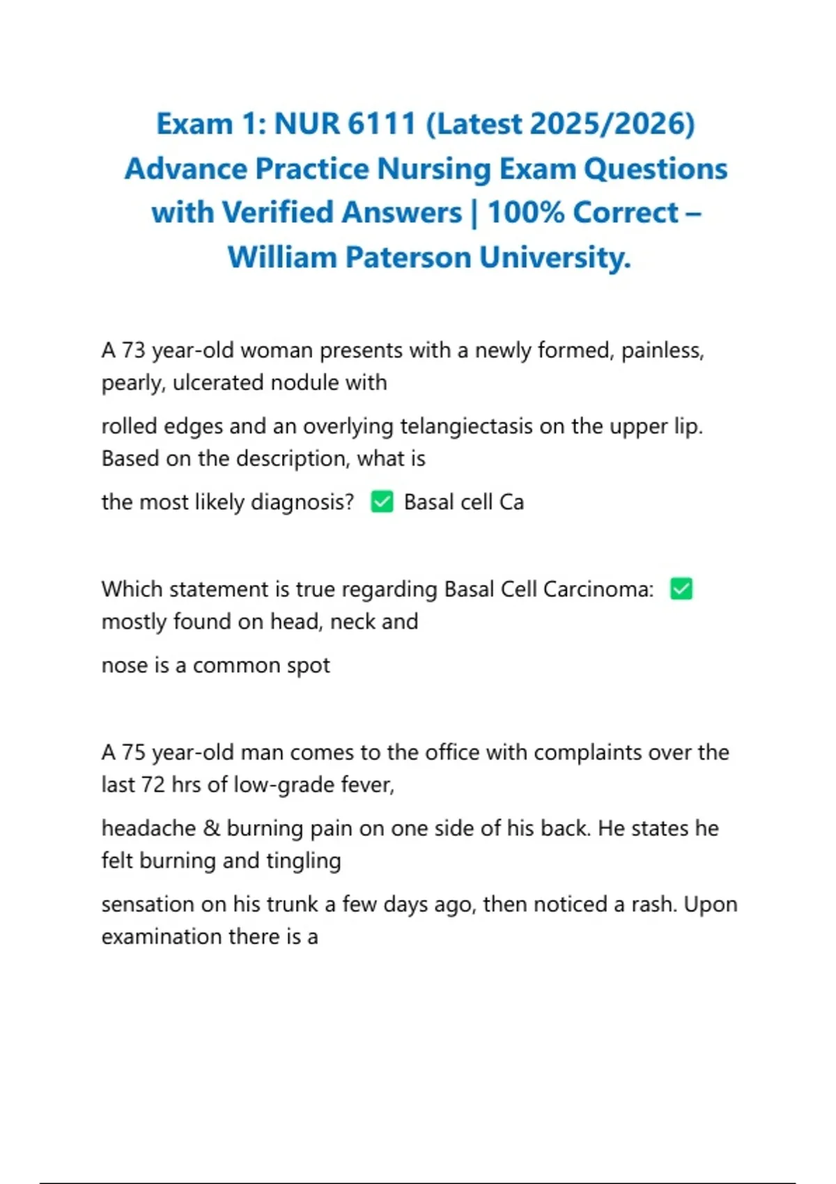 Exam 1: NUR 6111 (Latest 2025/2026) Advance Practice Nursing Exam ...